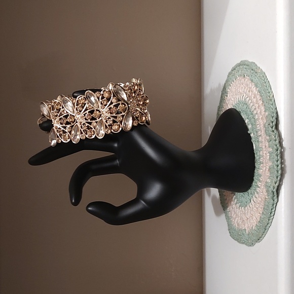 Jewelry | Ladies Gold Tone Stretch Bracelet With Champagne Colored ...